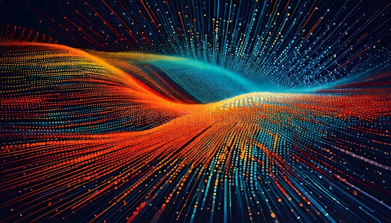 Glitch Art Stippled Dotwork Dynamic Flow Lines Abstract Background in ...