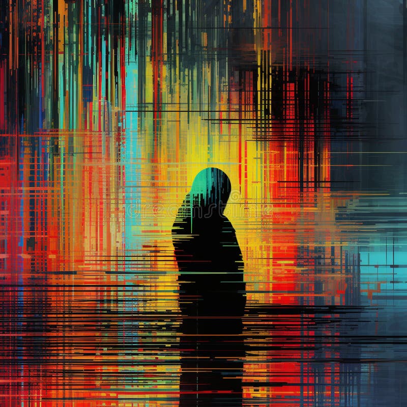 Glitch Art of an Unrecognized Person Portrait Generative AI Stock ...