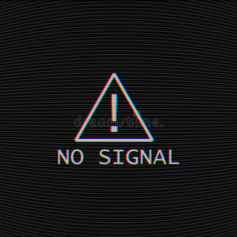 Glitch Background with Tv Noise Texture. No Signal Label and Attention ...