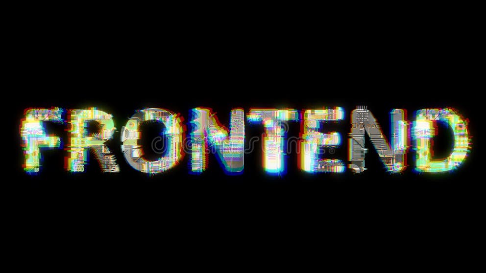 Glitch and Chromatic Aberrations Cybernetical Text FRONTEND on Black ...