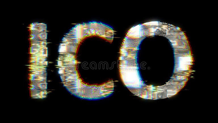 Glitch and Chromatic Aberrations Cybernetical Text ICO on Black ...