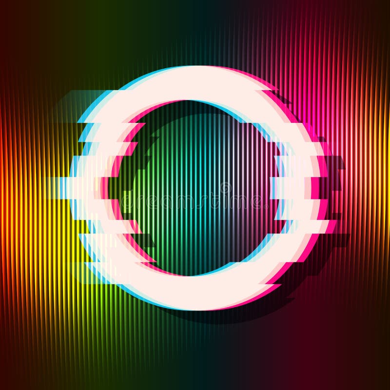 Glitch Circle Frame. Tv Distorted Signal Chaos, Glitched Ring Light ...