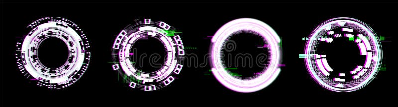 Glitch Circle Banner, Distorted Round Shape with Vhs Glitch Effect ...