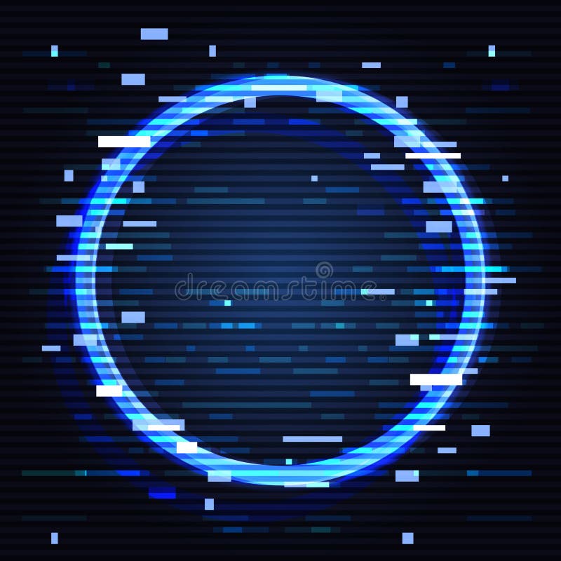 Glitch Circle. Round Object in Computer Style Effect Stock Vector ...