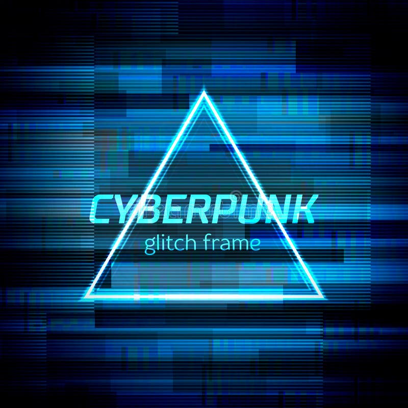 Glitch Cyberpunk Frame with Technology Error and Neon Shape Stock ...