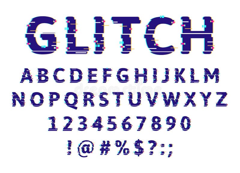 Glitch Damage Alphabet. Error Pixel Noise Abs Font, Technical Glitch ...