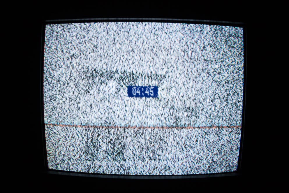 Glitch and Digital Clock on the Screen Stock Image - Image of internet ...