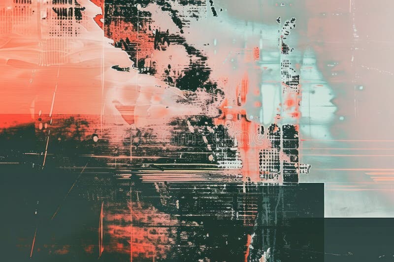 Glitch Distorted Grunge Layer, Noise Destroyed Texture Background Stock ...