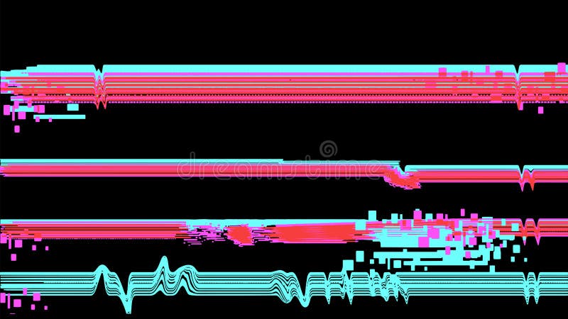 Glitch Effect with Blue-red Lines on a Black Background. Stock Vector ...