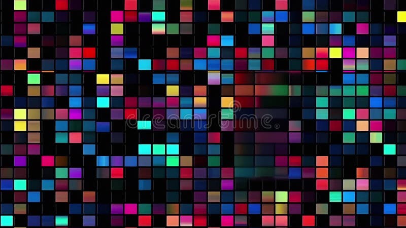 Glitch Effect. Color Pixelation. Scrolling Colorful Squares. Pixel ...