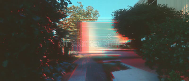 Glitch Effect Creates a Surreal Landscape with Distorted Shapes and ...