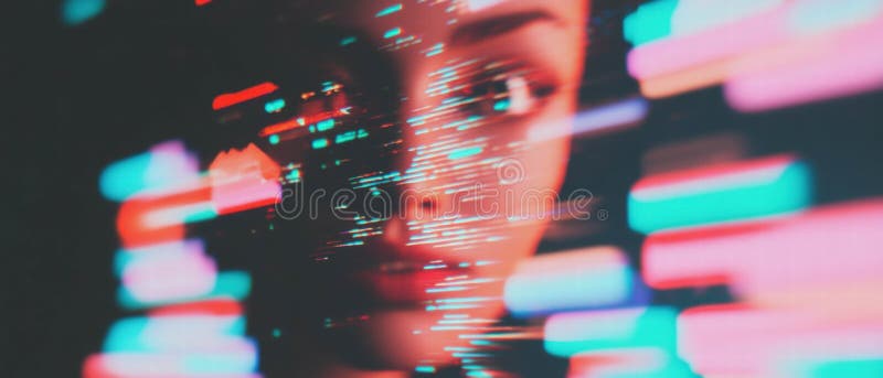 Glitch Effect Creating a Pixelated, Distorted Digital Display of a ...