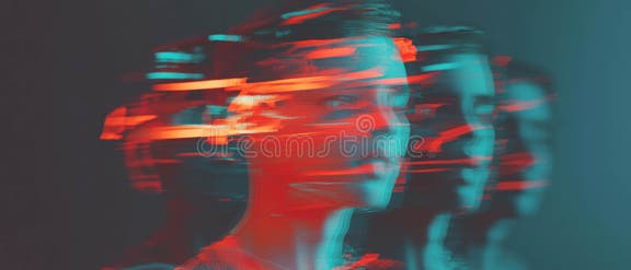 Glitch Effect on 3D Rendered Model with Vivid Distortion and Digital ...