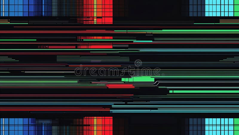 Glitch Effect Distorting Horizontal Colorful Lines and Pixelated ...