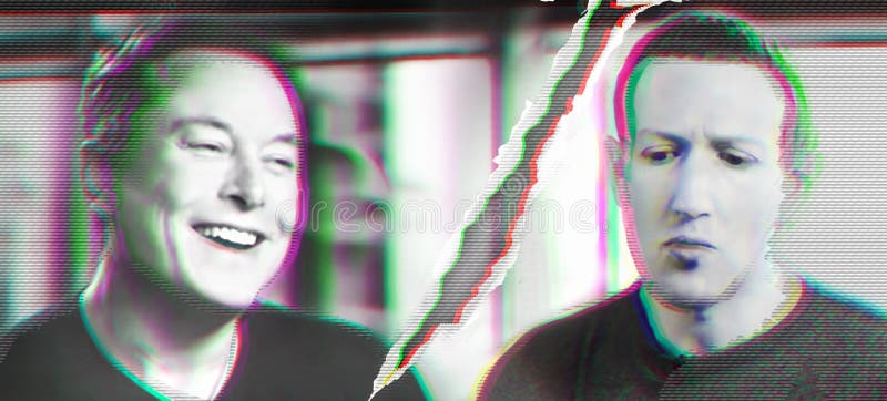 Glitch Effect Elon Musk Mark Zuckerberg Editorial Stock Photo - Image ...