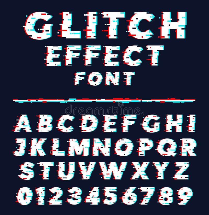 Glitch Effect Font. Trendy Modern Style Letters and Numbers. Visual ...