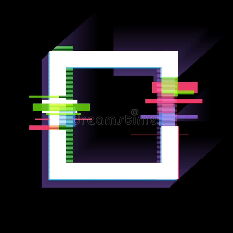 Glitch Effect Frame, Modern Style Design Elements. Vector Illustration ...