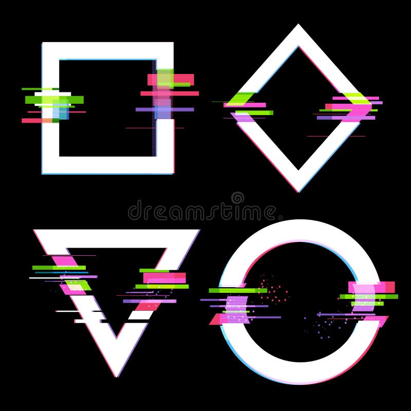 Glitch Effect Frames Set, Modern Style Design Elements. Vector ... Glitch Effect Frames Set, Modern Style Design Elements. Vector ...