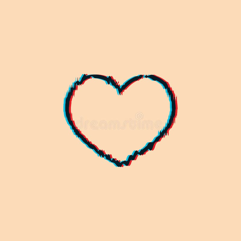 Glitch Heart Broken. Distorted Neon Love On Modern Background. Glitched ...