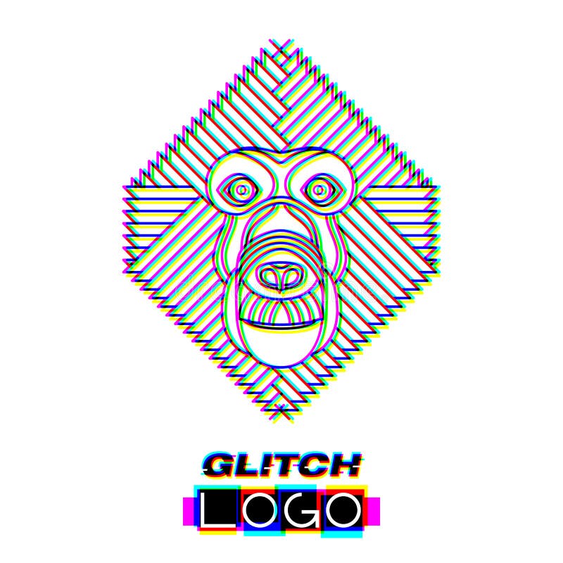 Glitch Effect Monkey Logo Vector Animal Illustration Stock Vector ...