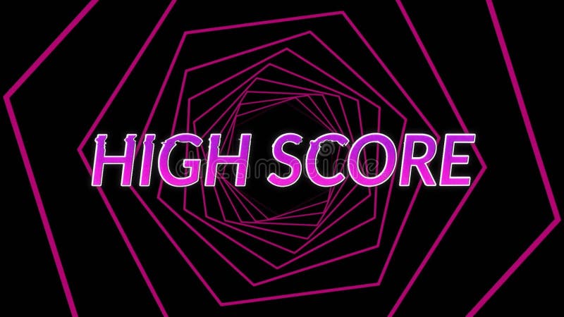 Glitch Effect Over High Score Text Against Glowing Tunnel on Black ...