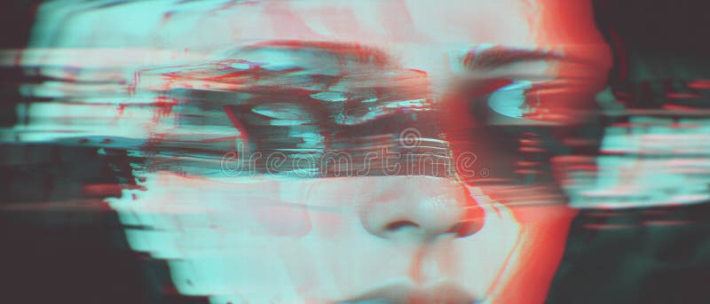 Glitch Effect Showcasing Distorted 3D Model with Digital Artifacts and ...