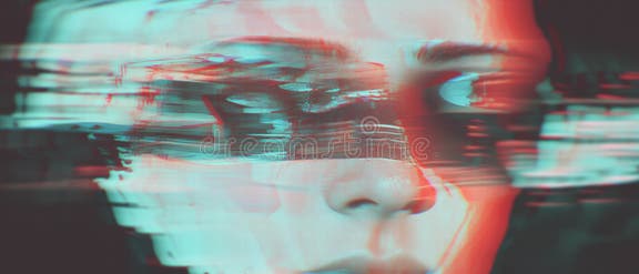 Glitch Effect Showcasing Distorted 3D Model with Digital Artifacts and ...
