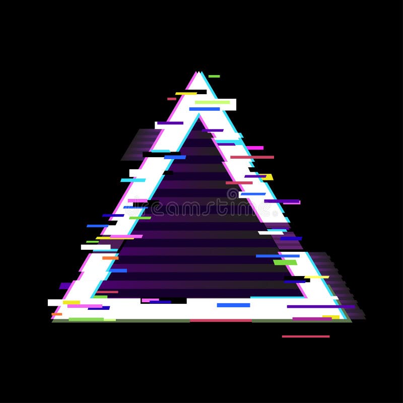 Glitch Effect Triangle Frame. Stock Vector - Illustration of blue ...