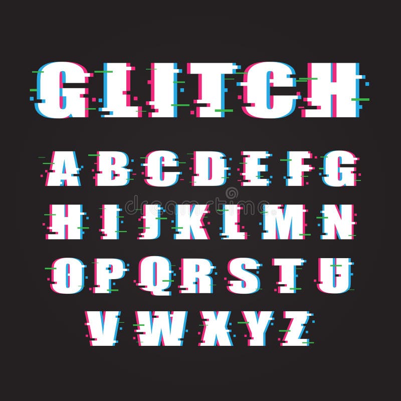 Glitch Effect Vector Alphabetical Letters Typography Stock Vector ...