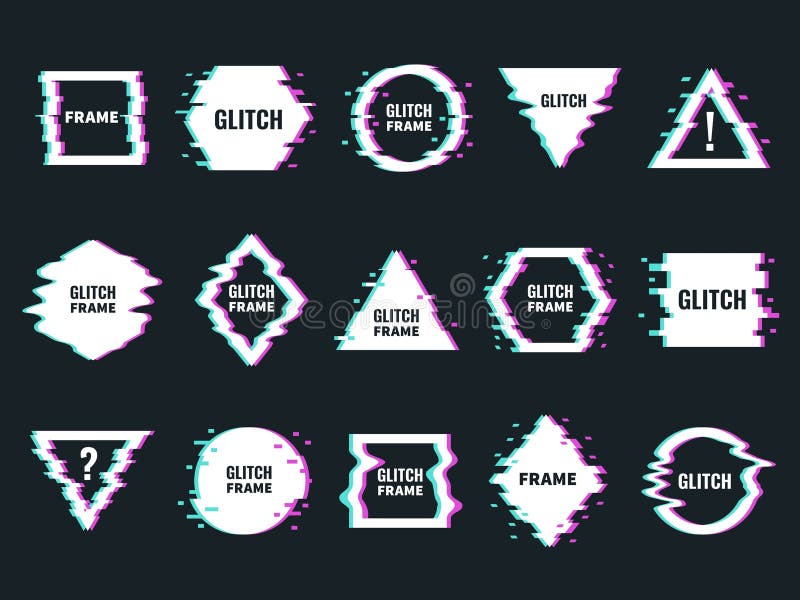 Glitch Effects Frames. Distortion and Noise Abstract Minimalistic ...