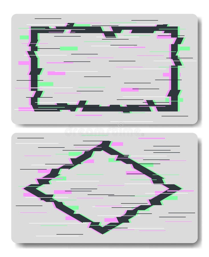Glitch Rectangle Frame in Neon Color. Distorted Shape with Glitch ...