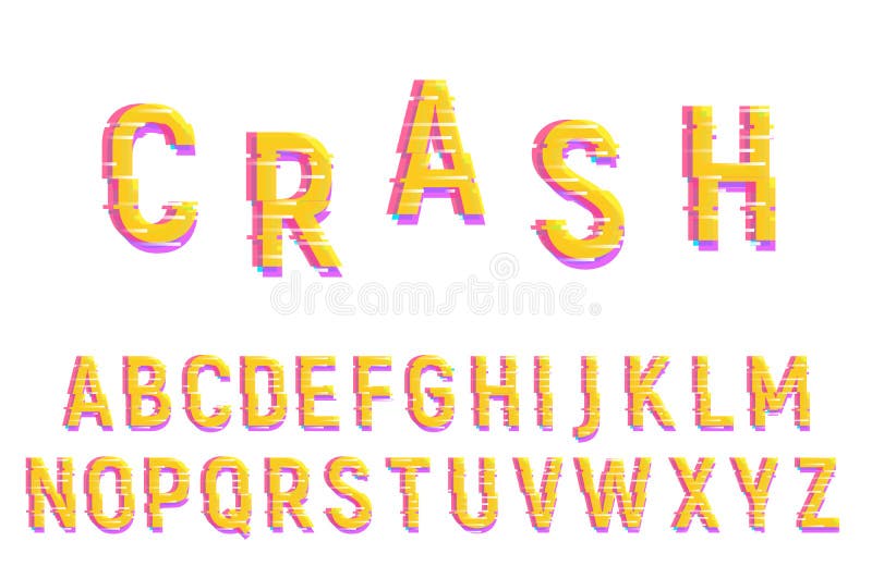 Glitch Font Alphabet Design. Distorted Vector Typeface Stock Vector ...