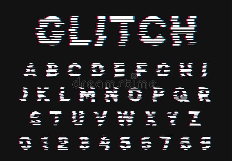 Glitch Font. Digital Alphabet Letter Stock Vector - Illustration of ...
