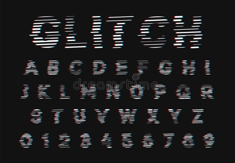 Glitch Font. Digital Alphabet Letter Stock Illustration - Illustration ...