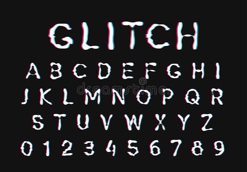Glitch Font. Digital Alphabet Letter Stock Vector - Illustration of ...