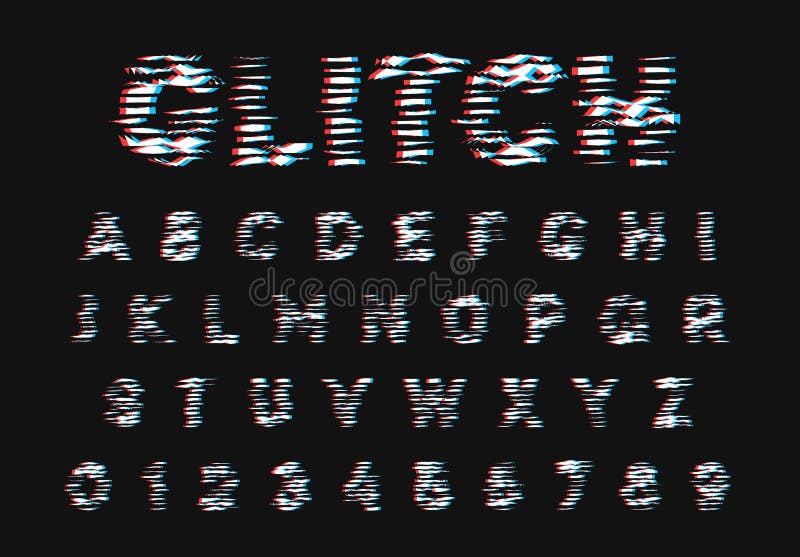 Glitch Font. Digital Alphabet Letter Stock Illustration - Illustration ...