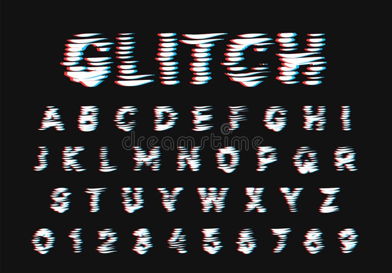 Glitch Font. Digital Alphabet Letter Stock Illustration - Illustration ...