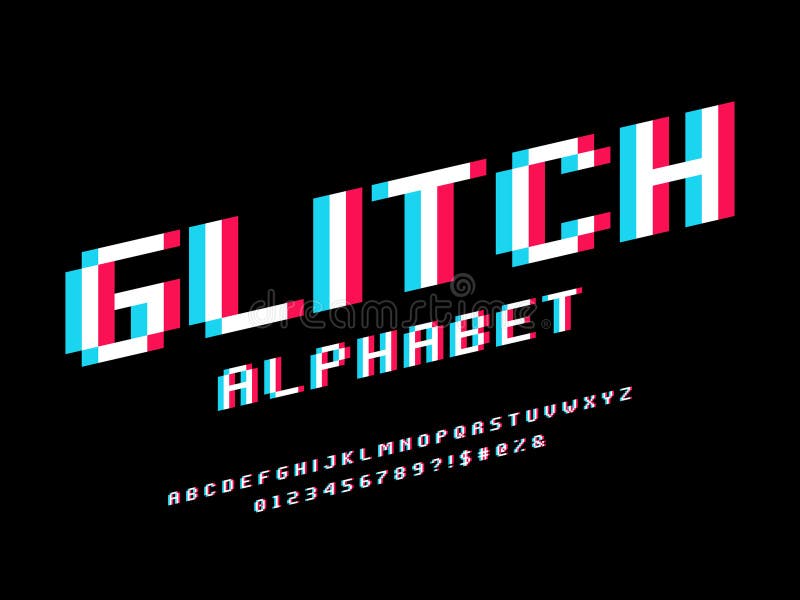 Glitch font stock vector. Illustration of geometric - 233374336