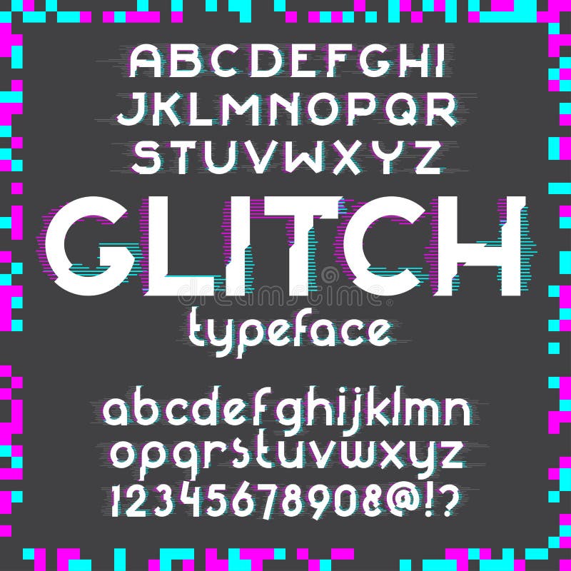 Glitch Font set stock vector. Illustration of creative - 73272495