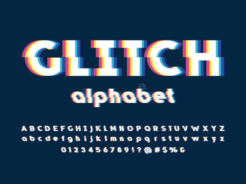 Trendy Style Distorted Glitch Typeface. Letters and Numbers Vector ...