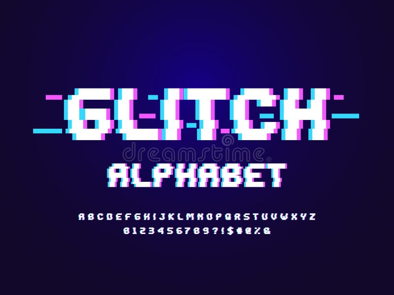 Glitch font stock vector. Illustration of symbol, digit - 247973779