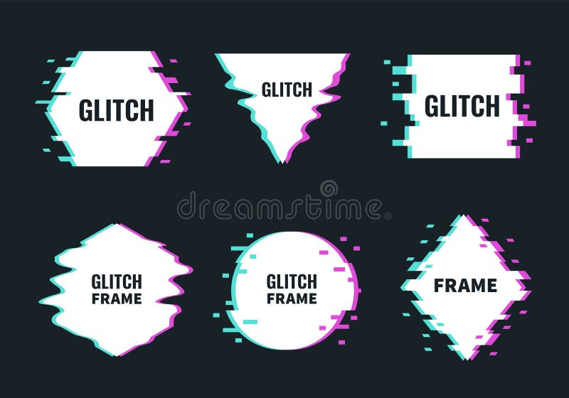 Glitch Frames. Noise and Distortion Abstract Minimalistic Shapes ...
