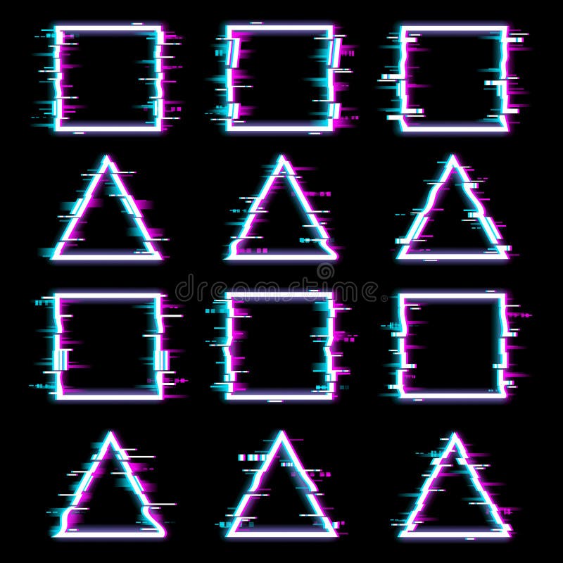 Glitch Frames Vector Distorted Glitched Borders Stock Vector ...