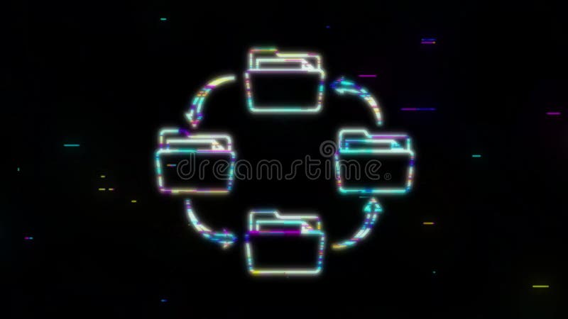 Glitch Folder Icon on Black Background. Stock Video - Video of icon ...