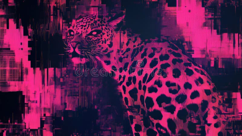 Glitch Leopard Print Digital Pink Static Black Cyberpunk Repeat Stock ...