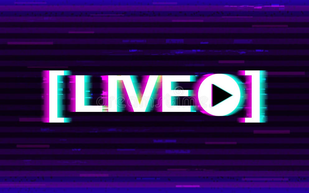 Glitch Live Streaming. Distorted Emblem with 3D Stereo Effect Stock ...