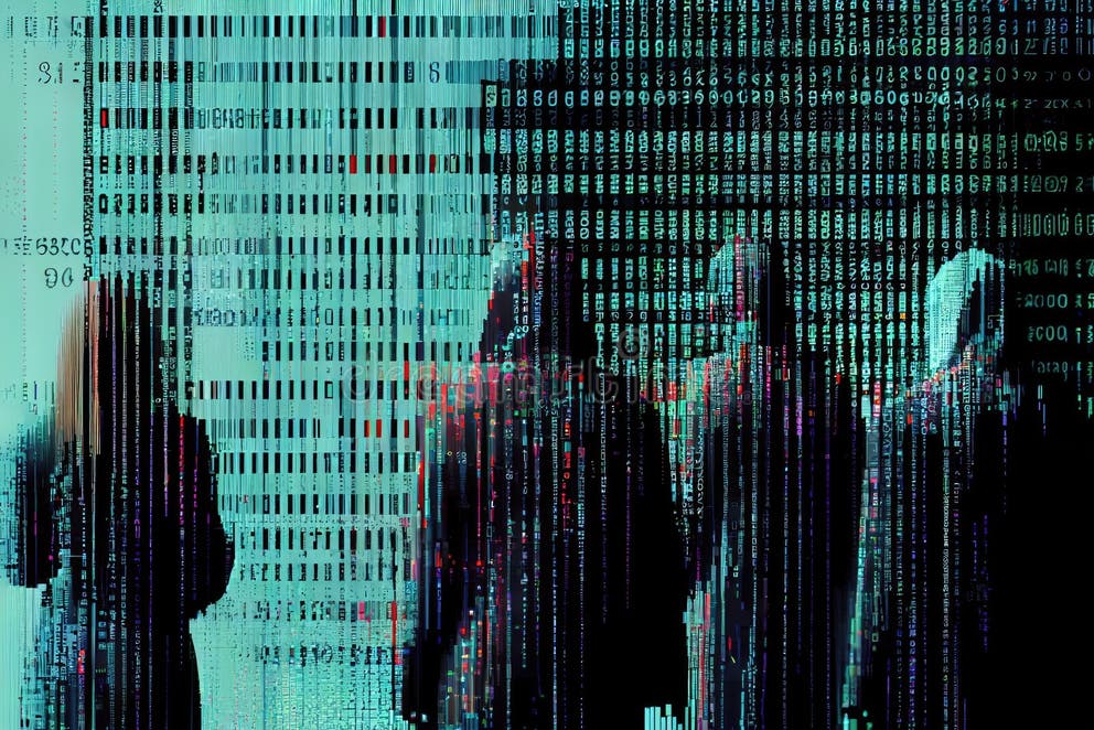 A Glitch in the Matrix, with Digital Code and Binary Patterns. Stock ...