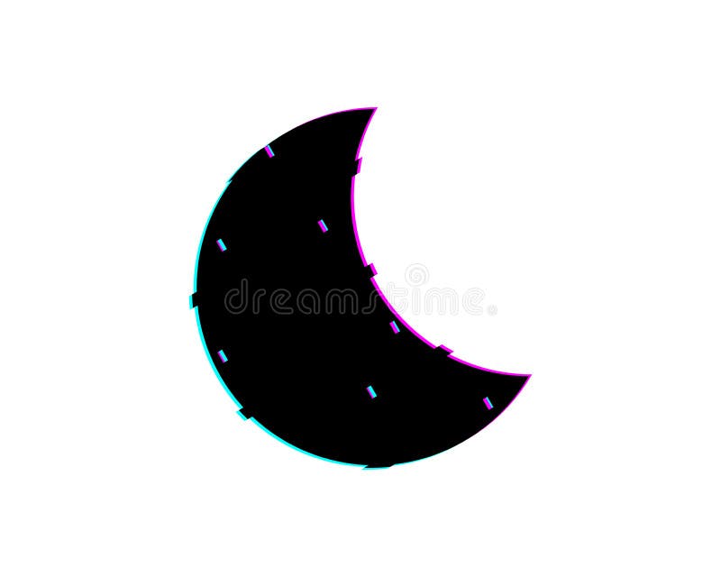 Glitch Moon Icon.Night Icon Flat. Simple Pictogram - Glitch Effect ...