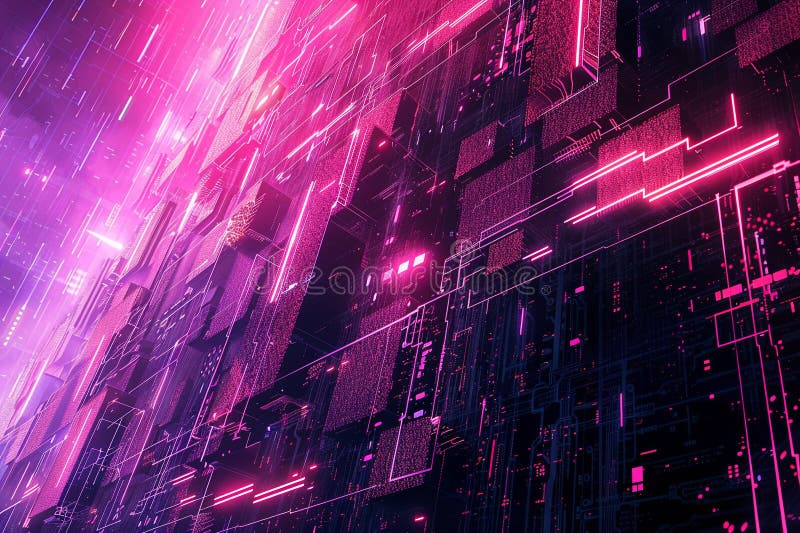 A Glitch Neon Abstract Wallpaper with Distorted Shapes and Digital ...