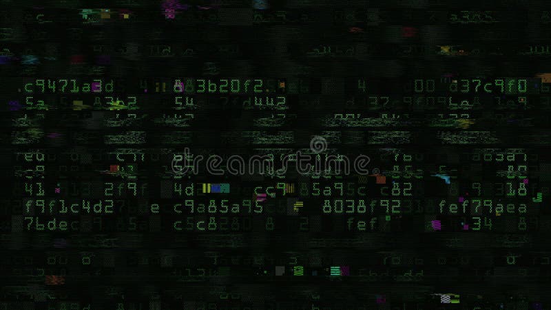 Glitch Noise Animation of DDoS Text on the Screen. Computer Hacking ...